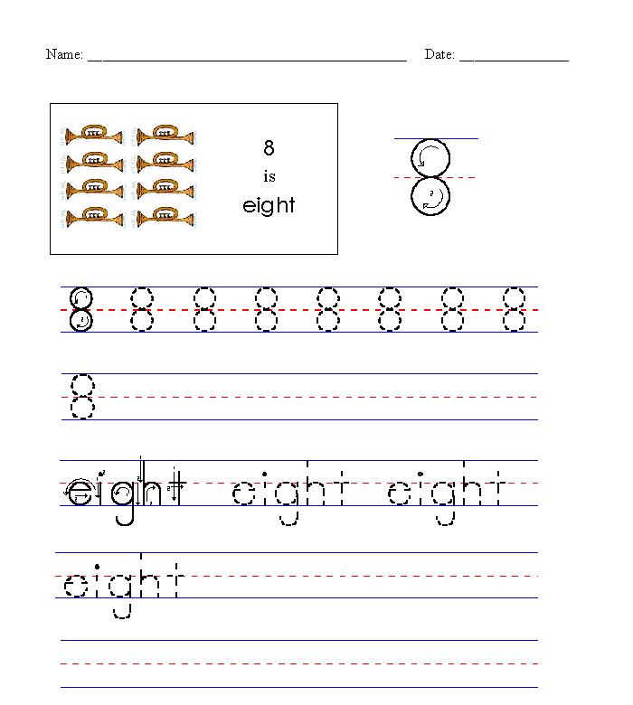 Tracing Guide Number Eight 8 Tracing Guide Number Eight 8